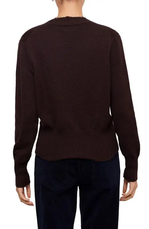Karen Kane Wrap Front Cotton Blend Sweater - Chocolate