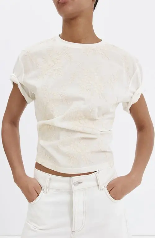 Mango Floral Embroidered Cotton T-shirt