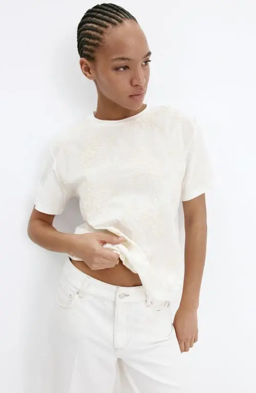 Mango Floral Embroidered Cotton T-shirt