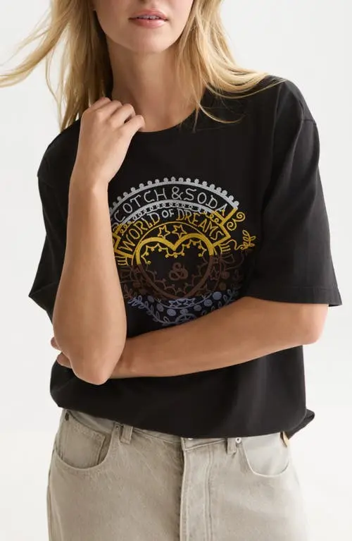 Scotch & Soda Embroidered Graphic Loose Fit T-shirt - Meteorite