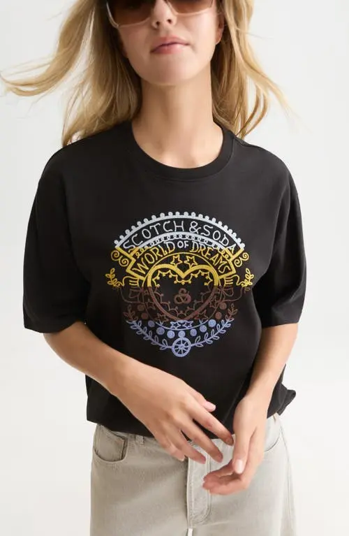 Scotch & Soda Embroidered Graphic Loose Fit T-shirt