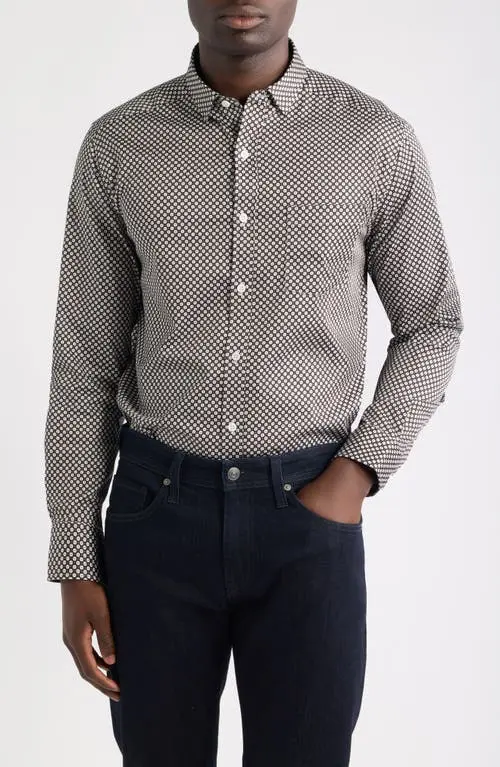 Johnston & Murphy Logan Print Button-up Shirt - Black/tan Mini Tile
