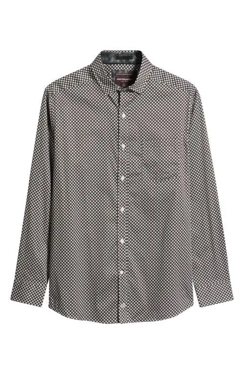Johnston & Murphy Logan Print Button-up Shirt - Black/tan Mini Tile