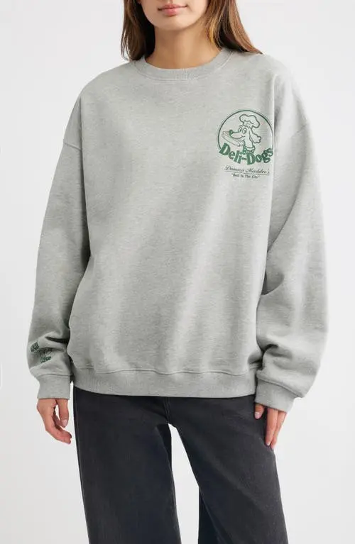 DAMSON MADDER Deli Dog Graphic Sweatshirt - Grey