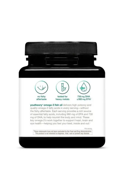 YOUTHEORY High Potency Omega-3 Fish Oil Soft Gels 60 Count