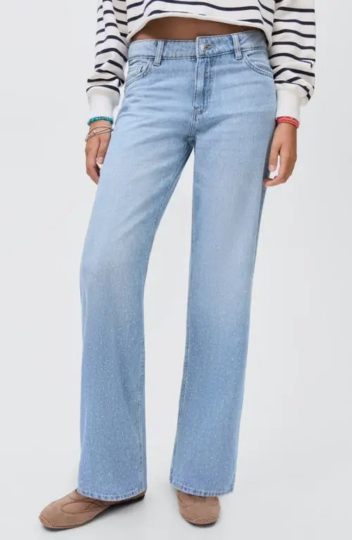 Mango Rhinestone Straight Leg Jeans