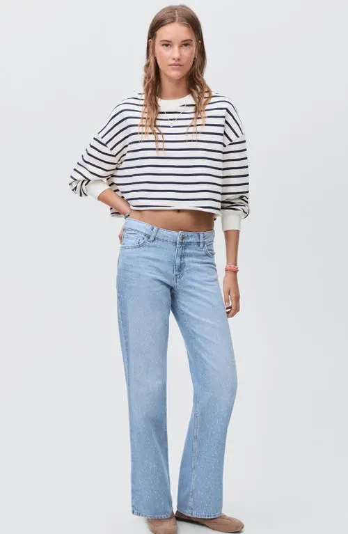 Mango Rhinestone Straight Leg Jeans