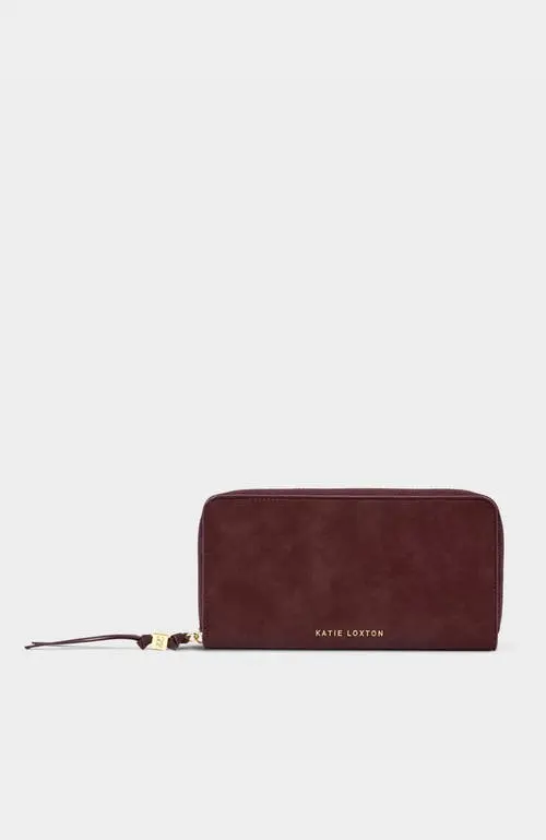 KATIE LOXTON Large Purse - Cherry Suedette