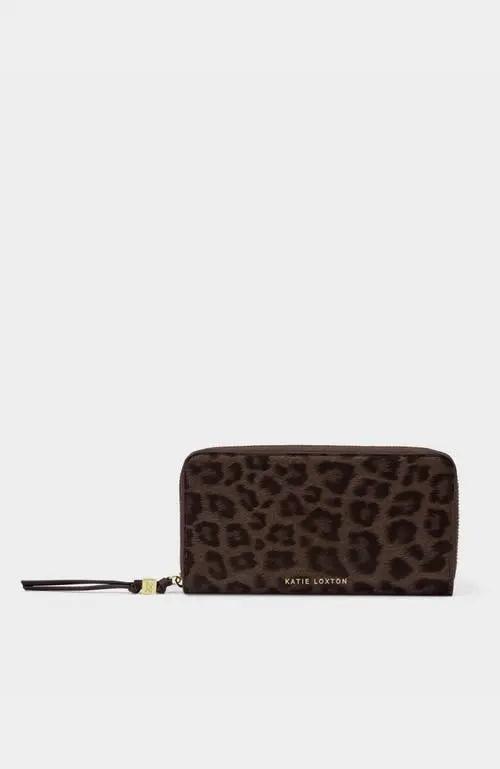 KATIE LOXTON Large Purse - Chocolate Leopard