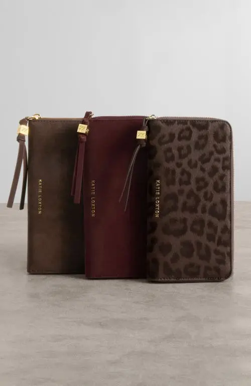 KATIE LOXTON Large Purse - Chocolate Leopard