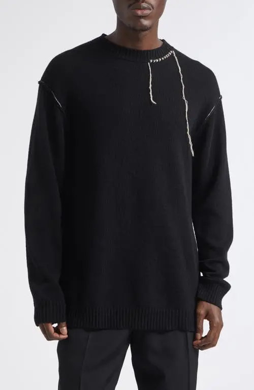 Yohji Yamamoto Embroidered Wool & Cotton Sweater - Black