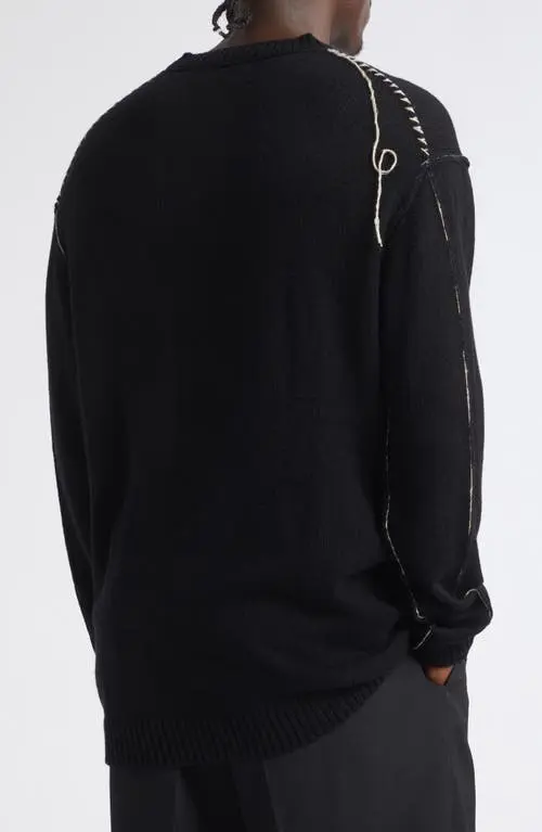 Yohji Yamamoto Embroidered Wool & Cotton Sweater