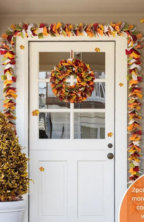 GLITZHOME 6ft Fall Multi Color Felt Garland