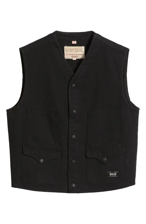 SCHOTT Cotton Canvas Utility Vest - Black