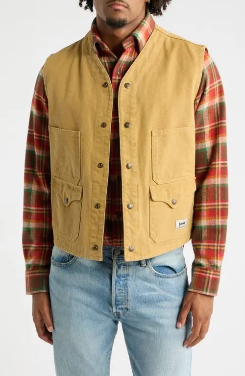 SCHOTT Cotton Canvas Utility Vest - Khaki