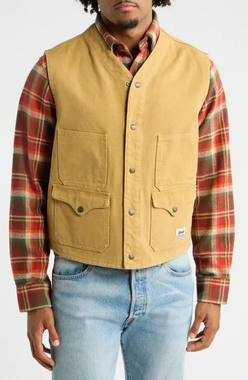 SCHOTT Cotton Canvas Utility Vest - Khaki