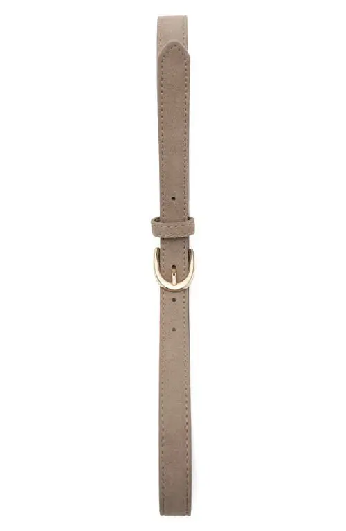 Mango Skinny Suede Belt With Gold Tone Buckle - Medium Brown