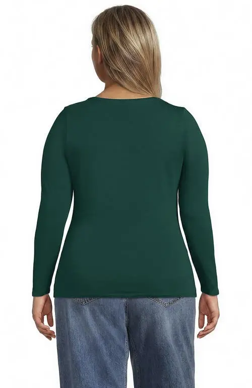 LANDS' END Long Sleeve Lightweight Jersey T-shirt - Pine