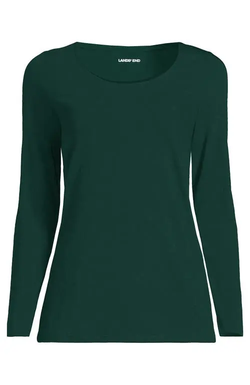 LANDS' END Long Sleeve Lightweight Jersey T-shirt - Pine