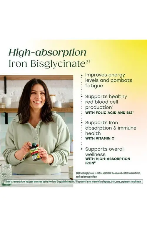 MEGAFOOD Blood Builder Iron Supplement For & With B12, Folic Acid & Vitamin C, Vegan - None