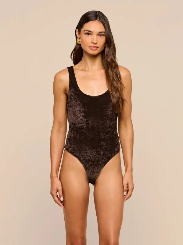 L'Agence Kalea Velvet Bodysuit - Dark Java