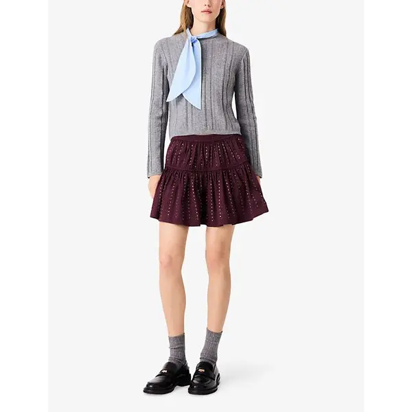 Maje Cotton-collar Ribbed Wool-blend Jumper