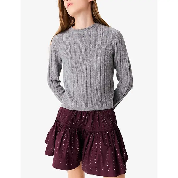 Maje Cotton-collar Ribbed Wool-blend Jumper