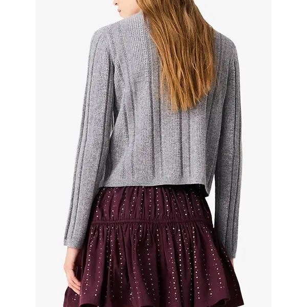 Maje Cotton-collar Ribbed Wool-blend Jumper