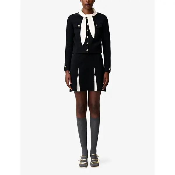 Claudie Pierlot Flared Elasticated-waist Knitted Mini Skirt