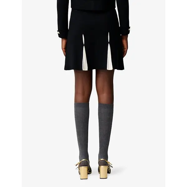 Claudie Pierlot Flared Elasticated-waist Knitted Mini Skirt
