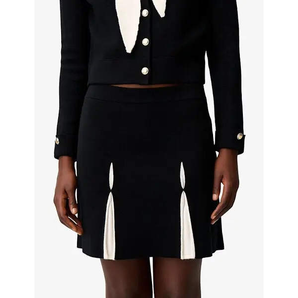Claudie Pierlot Flared Elasticated-waist Knitted Mini Skirt