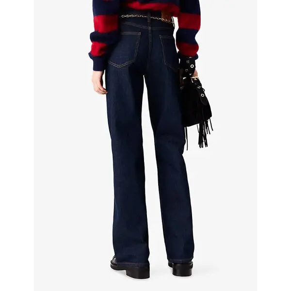 Maje Chain-belt Wide-leg High-rise Stretch-denim Jeans