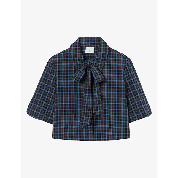 Claudie Pierlot Checked Cropped Cotton Shirt