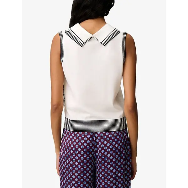 Claudie Pierlot Sleeveless Double-collar Stretch-knit Top