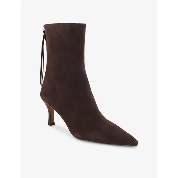 Maje Zipped Suede Heeled Ankle Boots