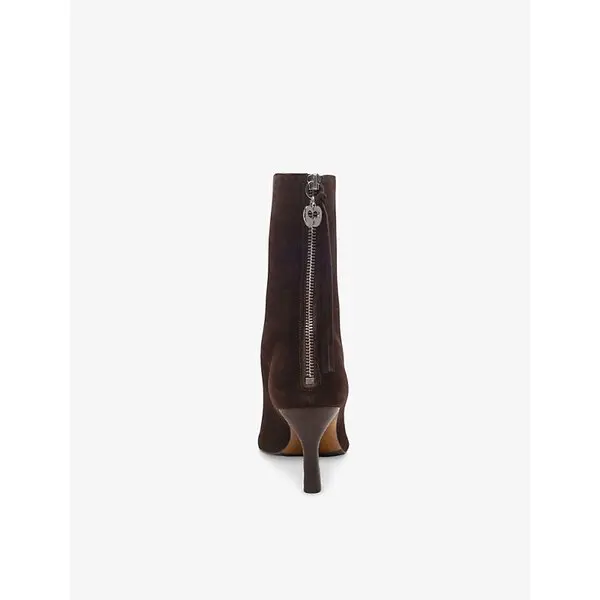 Maje Zipped Suede Heeled Ankle Boots