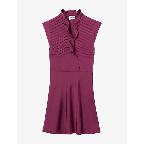Claudie Pierlot Sleeveless Ruffled Satin Mini Dress