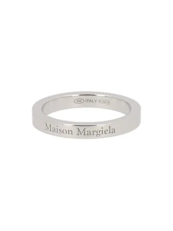 MAISON MARGIELA Anello Con Logo - Silver