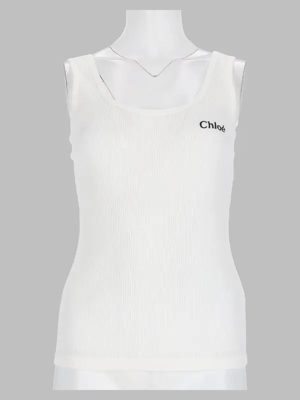 Chloé Ribbed Logo Tank Top
