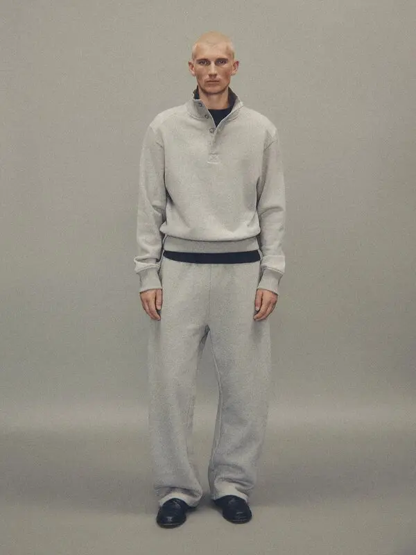ENTIRE STUDIOS 3/4 Front Button Closure Sweatshirt With Ribbed Hems - Grigio