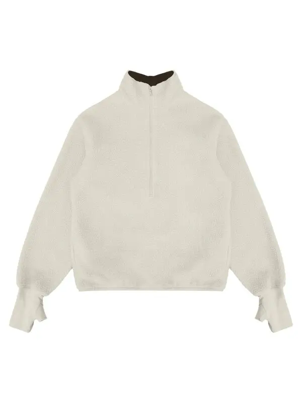 ENTIRE STUDIOS Zip Up Fleece Sweatshirt With Glove Cuff Detail - Neutrals