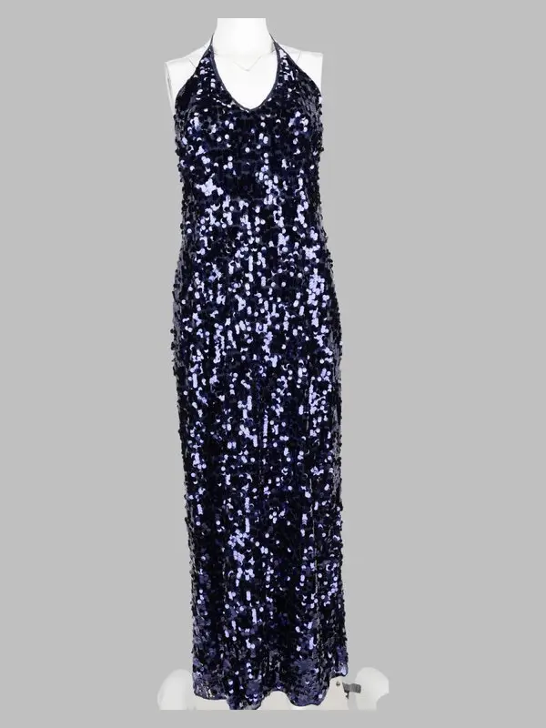 Oseree Sequin Halterneck Maxi Dress - Blue