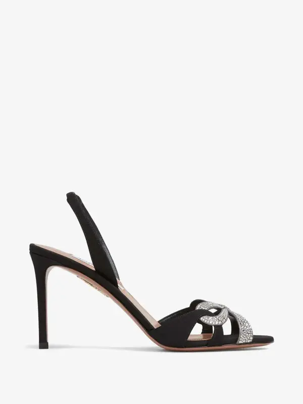 AQUAZZURA Ribbon Kiss Slingback Sandals - Black