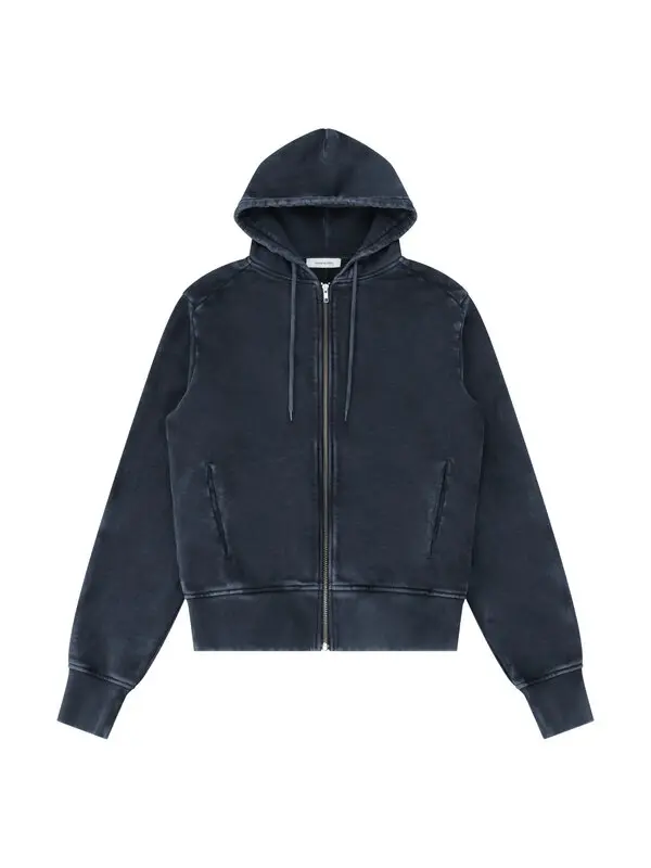 ENTIRE STUDIOS Front-zip Cotton Hoodie With Drawstring Hood And Ribbed Cuffs - Blu