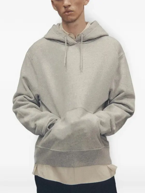 ENTIRE STUDIOS Attached Drawstring Hood Kangaroo Pocket Cotton Hoodie - Grigio