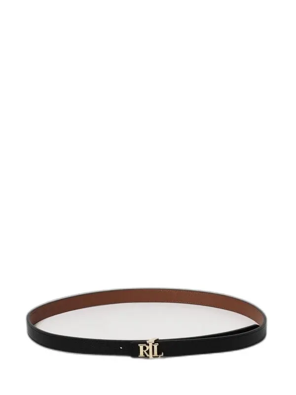 Ralph Lauren Reversible Hammered Leather Belt 2cm Height - Black