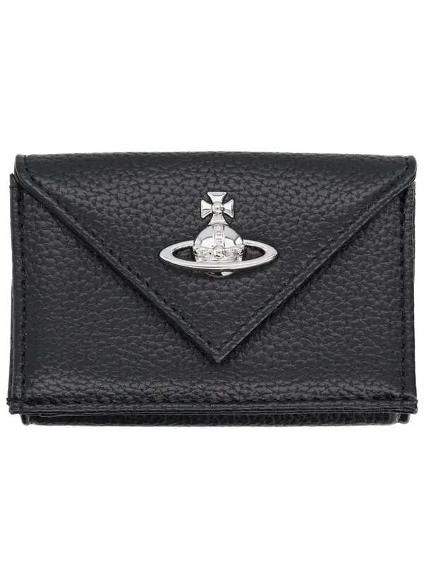 VIVIENNE WESTWOOD Envelope Eco-leather Orb Tri-fold Mini Wallet - Black