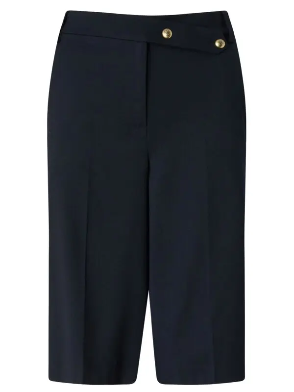 Pinko Wool-blend Tailored Shorts With Button Detail - Navy