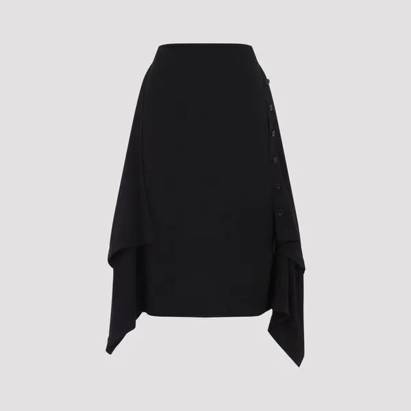 LEMAIRE Buttoned Mini Wool Skirt - Black
