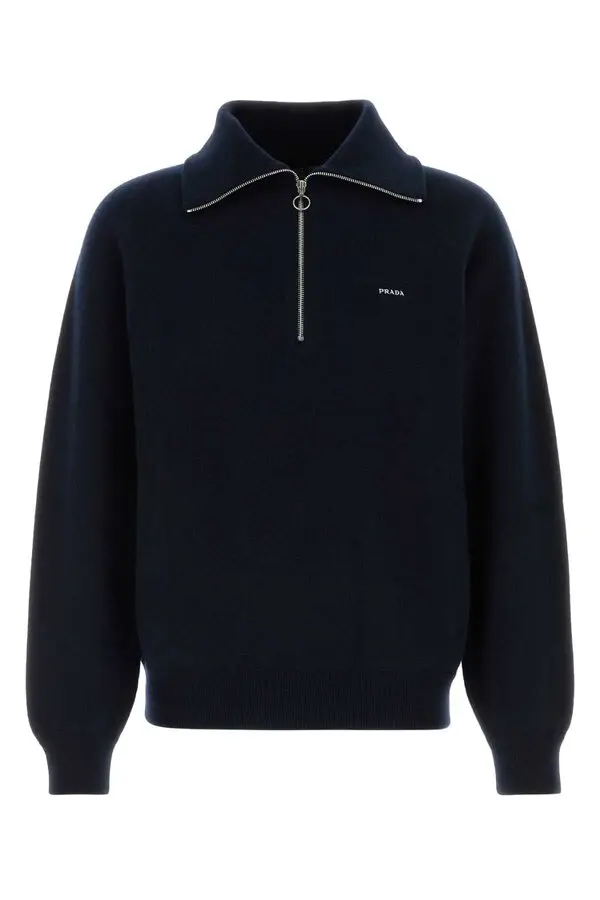Prada Wool-cashmere Polo Shirt - Blue